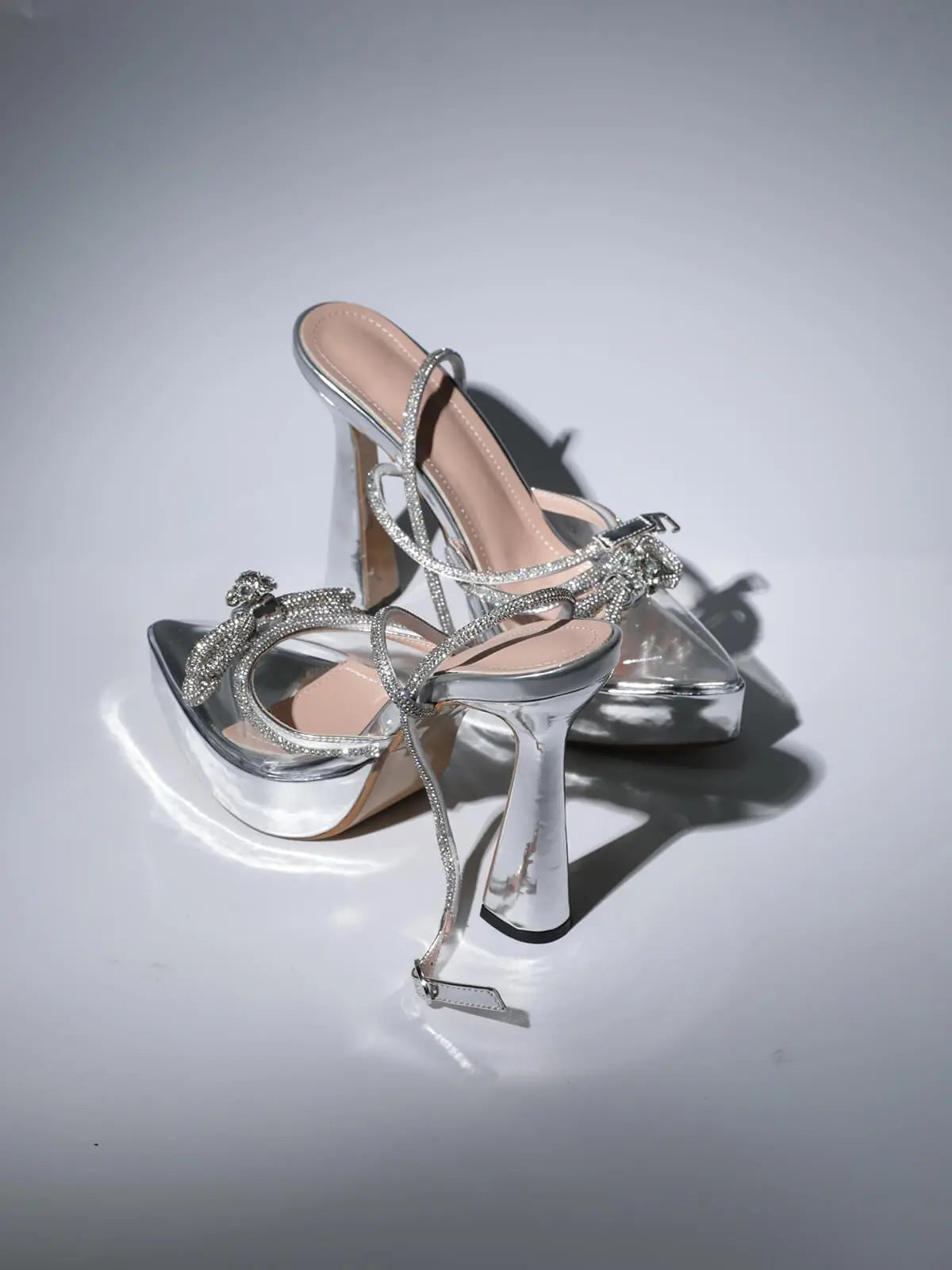 Crystal Heels In Silver (made to order) - Lacy Nighty