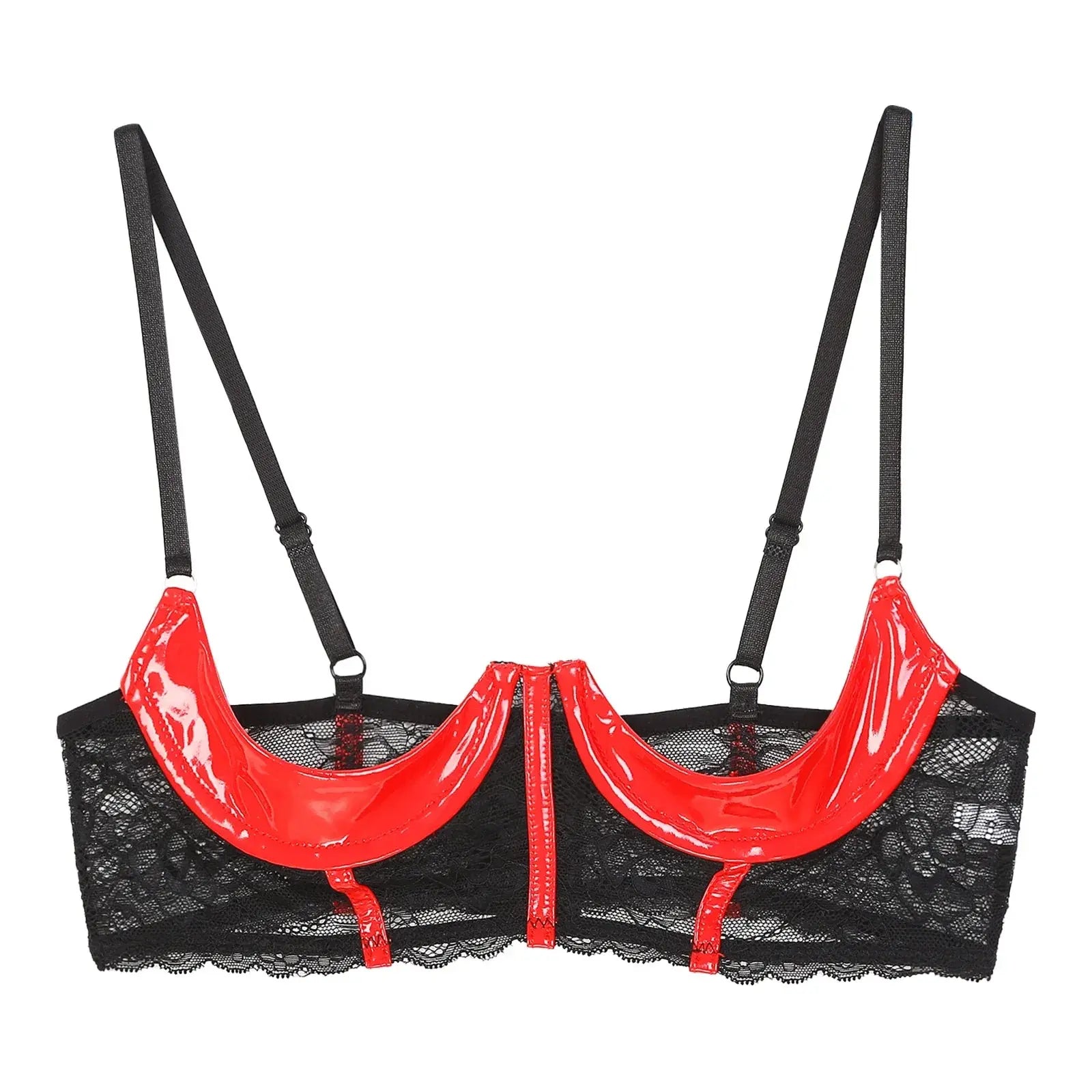 Open Cup Leather Lingerie - Lacy Nighty